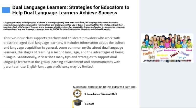 Working with Dual Language Learners - Safegard Classes Online